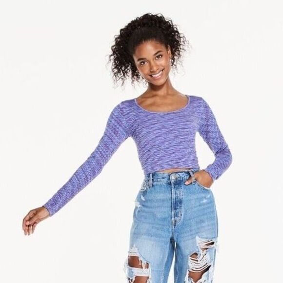 AERO | Tops | Aeropostale Marled Seamless 3 Way Crop Top Sm Purple ...